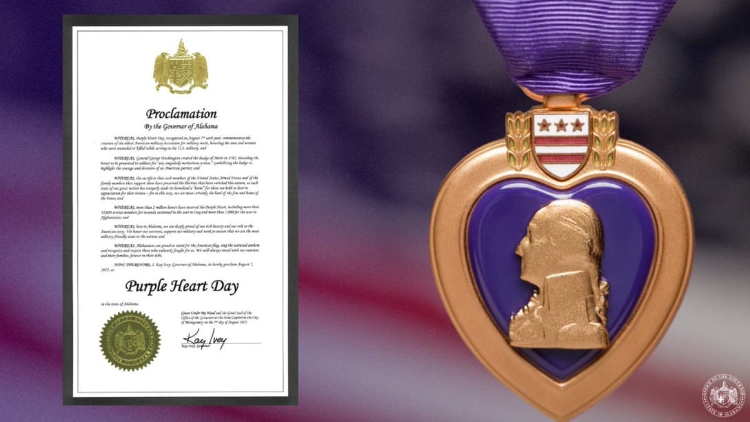 Governor Ivey Proclaims Purple Heart Day
